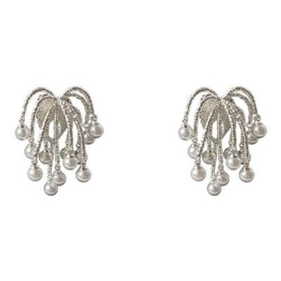 小众设计感烟花瀑布珍珠耳钉戒指