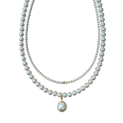 希娅《古堡少女》法式施家珍珠双层叠戴项链高级感轻奢毛衣项链