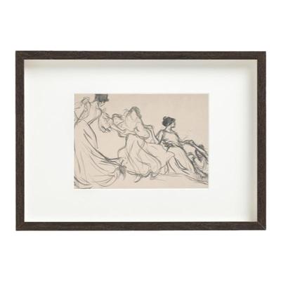 客厅小众中古奶油风人物速写挂画