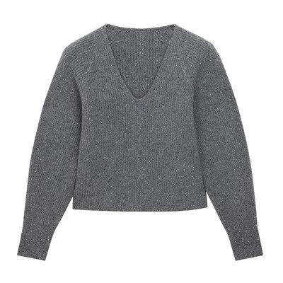 BLUE ERDOS格雷简约休闲V领短款针织套衫女B246A0068
