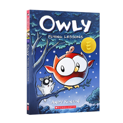英文原版进口Owly #3 Flying Lessons飞行训练Scholastic学乐出版中小学生英语课外阅读读物冒险故事情节桥梁章节漫画书图画故事书