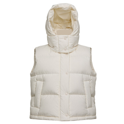 运动羽绒马甲女跑步轻薄鹅绒保暖健身外套冬季连帽防风面包服背心