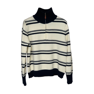 ENJOY韩系条纹半拉链毛衣