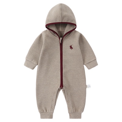 加绒婴儿连体衣爬服斜襟拉链秋冬