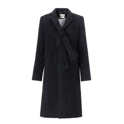 HSIYOUNWOO羊驼毛蝴蝶结毛呢大衣