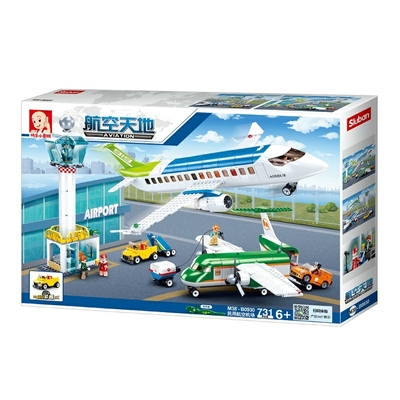 小鲁班大民航飞机客机拼装航空积木国产塔台模型玩具机场c919空客