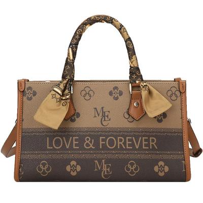 稻草人手提斜挎包老花撞色