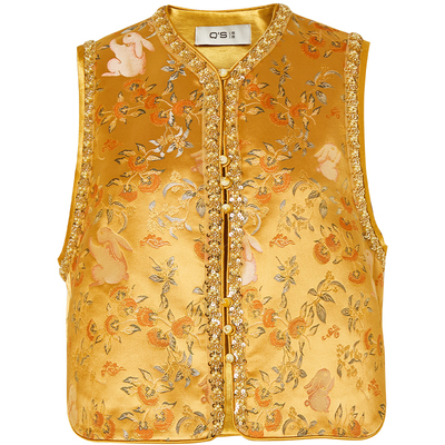 秸熙新中式织锦提花马甲