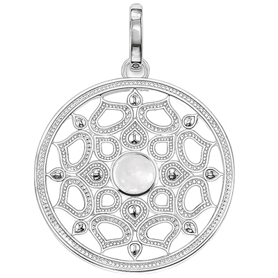 镂空莲花圆牌吊坠托马斯萨博个性时尚DIY首饰品925银坠饰转运礼物