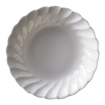 妙HOME白色螺纹浮雕骨瓷深汤盘