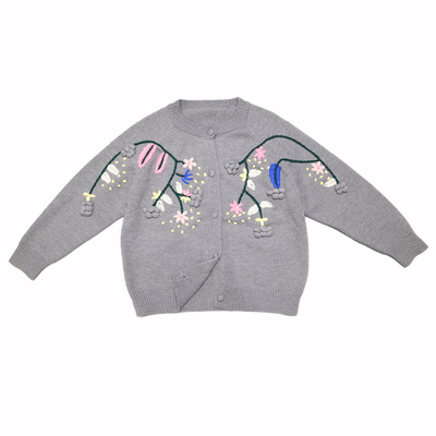 啦芙莱女童立体花朵针织开衫毛衣