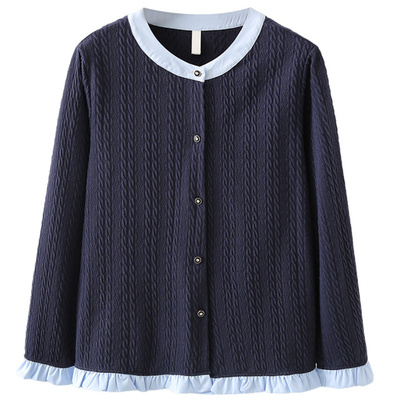 韩系时尚圆领显瘦麻花针织开衫