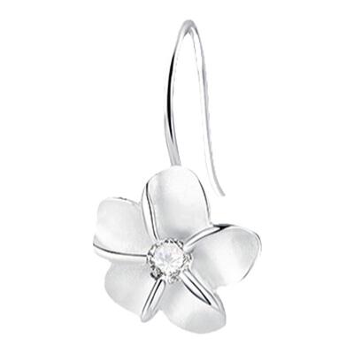 繁花人间花朵秋冬银耳饰高级感