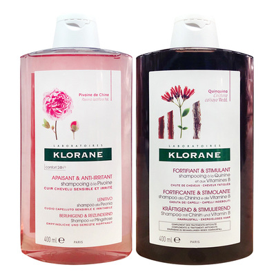 【自营】法国Klorane蔻萝兰/康如金鸡纳+芍药洗发水套装400ml*2瓶