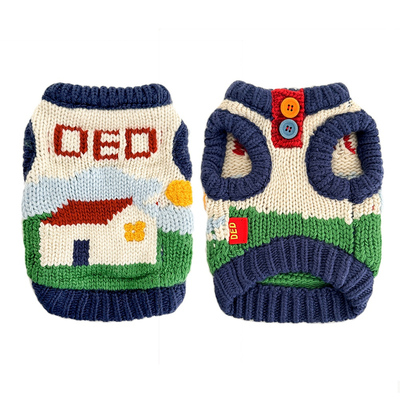 宠物复古手打粗针织风小型犬毛衣