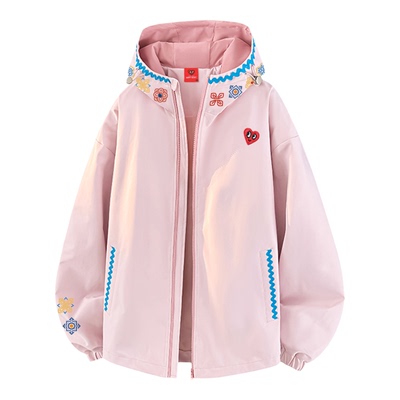 查尔斯桃心 美式撞色拼接连帽夹克男春上新潮流休闲防风情侣外套