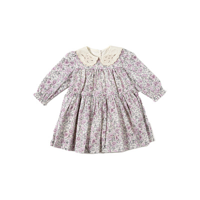 【新品】OAK FAMILY春秋儿童长袖连衣裙全棉女宝碎花裙公主裙