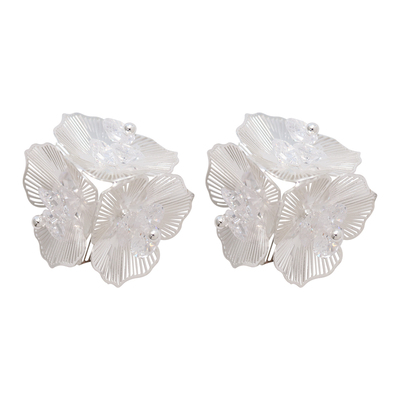 方糖家蝶翅羽翼花朵锆石耳环