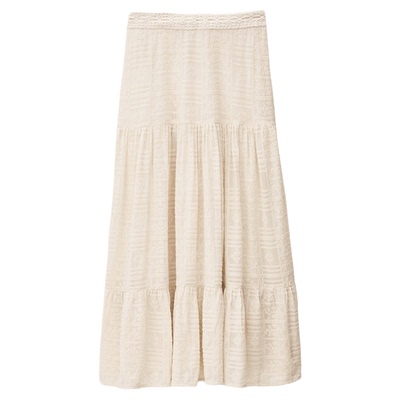 bash2026新款春季里昂刺绣法式浪漫米白色肌理半身裙长裙1E26QIAN