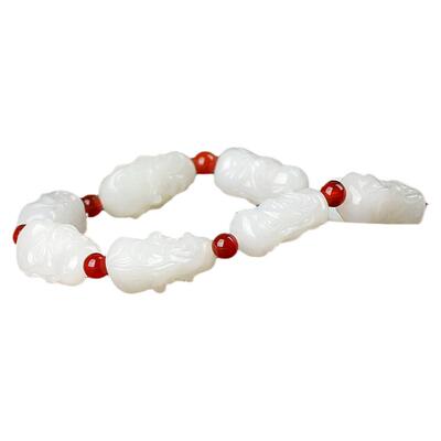 涵怡和田玉羊脂玉十八罗汉手链