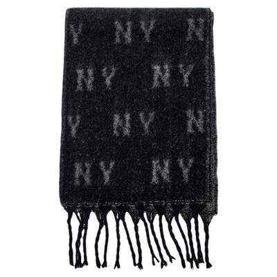 MLB官方男女情侣复古保暖百搭满印老花含羊毛围巾25冬季新款MFM01