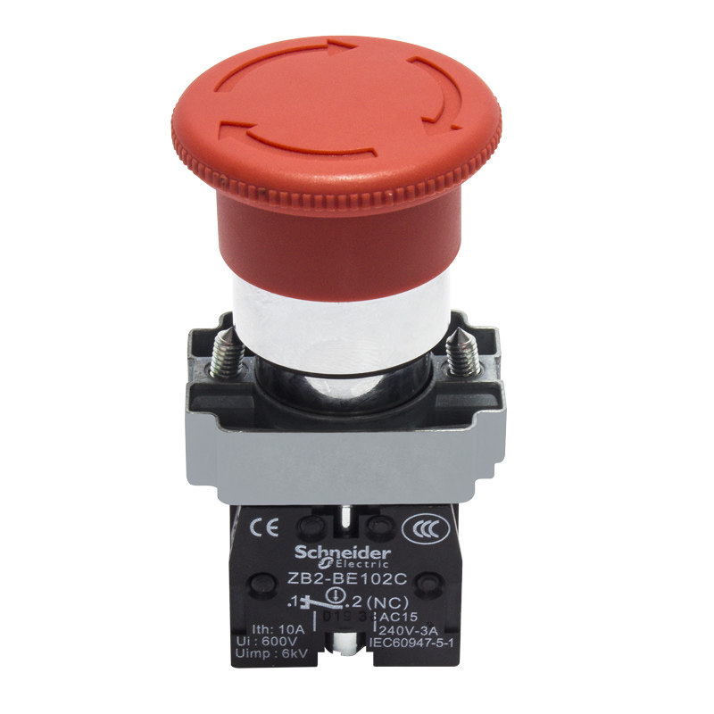 施耐德急停按钮XB2BS542C旋转复位常闭急停开关22mm金属紧急停止_虎窝淘