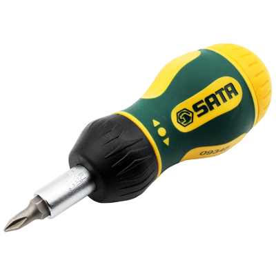 Sata/世达螺丝刀6件超短款棘轮螺丝批组套批头一字十字起子09348