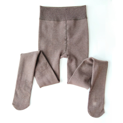 加绒加厚竖纹连裤袜日系秋冬燕麦