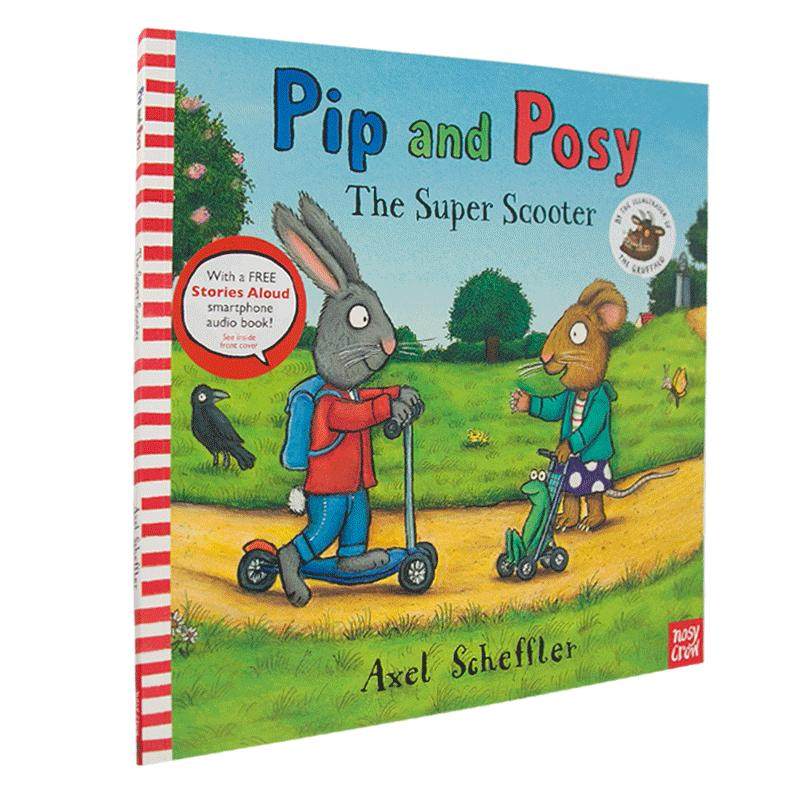 波西和皮普滑板车英文原版 Pip and Posy: The Super Scooter平装大开本儿童图画书赠原版音频_虎窝淘