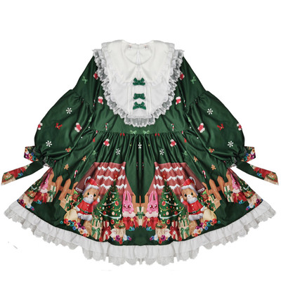 肉肉梦大码原创lolita长袖op蕾丝