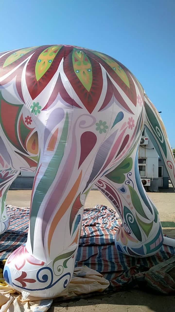 Inflatable Elephant Colorful Elephant With Plant Triglyph For Outdoor ...