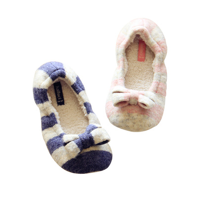 halluci新品毛线针织羊羔绒棉鞋