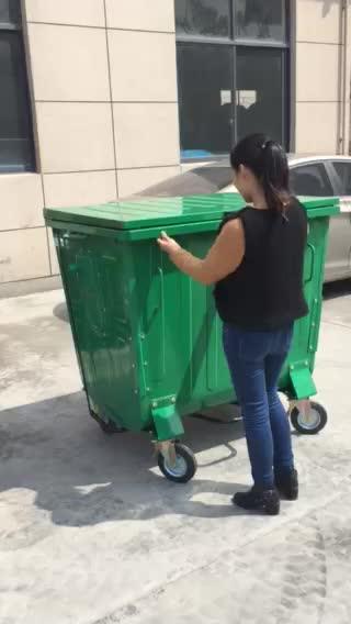 Outdoor Metal Waste Trolley Garbage Bins Galvanized Trash Can - Buy ...