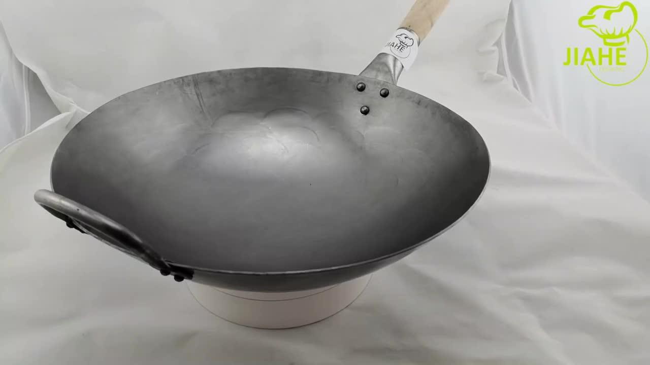 Hand Hammered Cookware Large Carbon Steel Chinese Wok With Two Handle ...