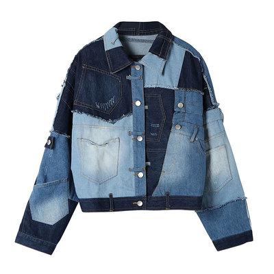 0米兰时装周机场同款牛仔外套