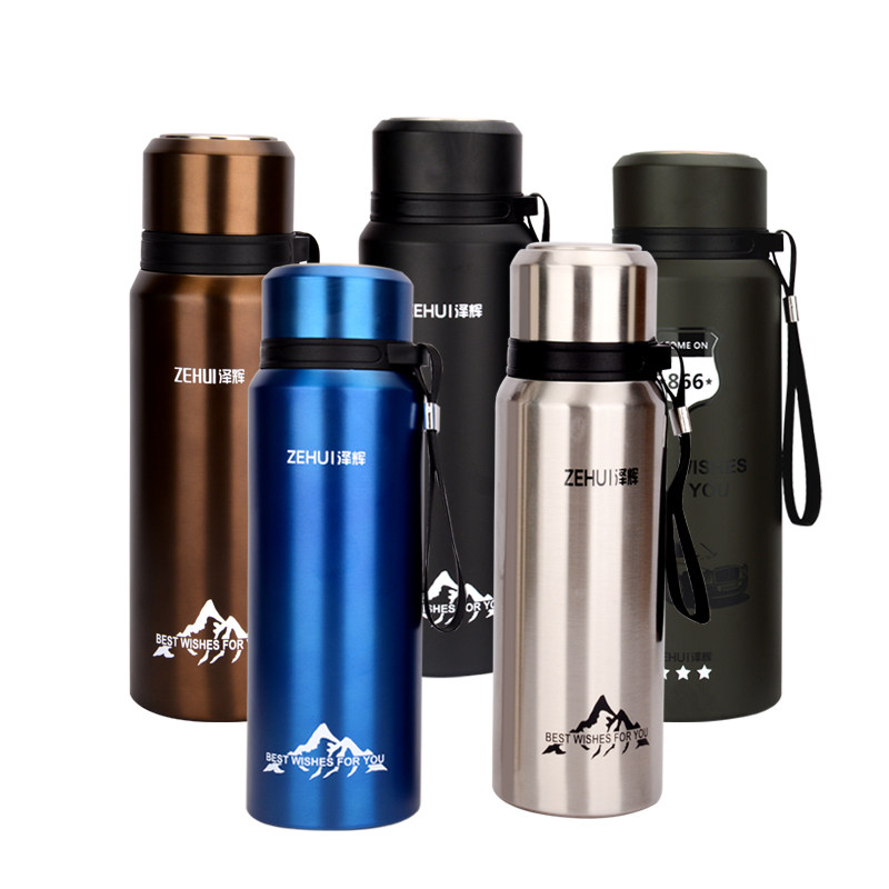 泽辉不锈钢休闲真空保温杯大容量户外旅行运动水壶便携杯子900ml_虎窝淘