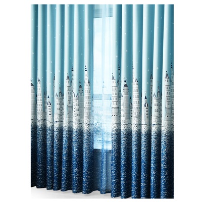 成品简约现代风全遮光布落地窗