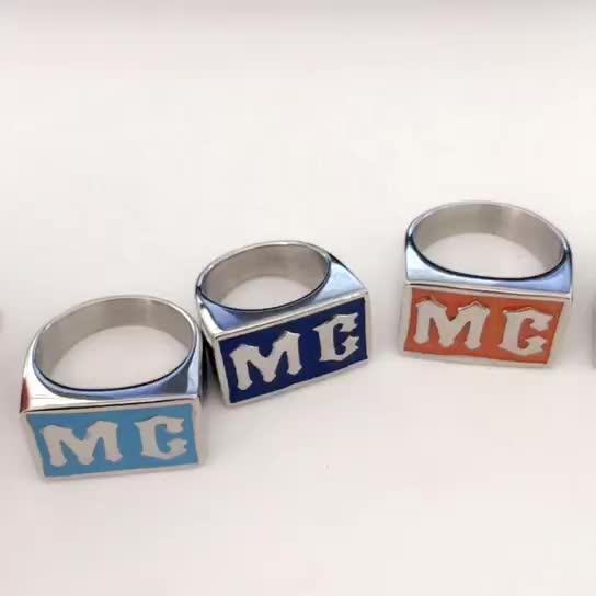 Fashionable Custom Enamel Mc Club Ring 316l Stainless Steel Biker 7 ...