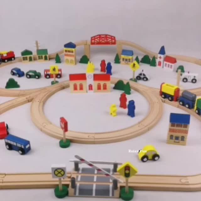 Education Kid Train Track Scene Children Intelligence Baby Block Set ...