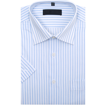 中年蓝条纹商务正装绅士短袖衬衣