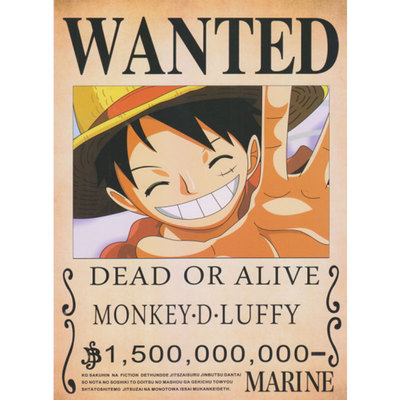 路飞索隆全套悬赏令海报贴纸新款