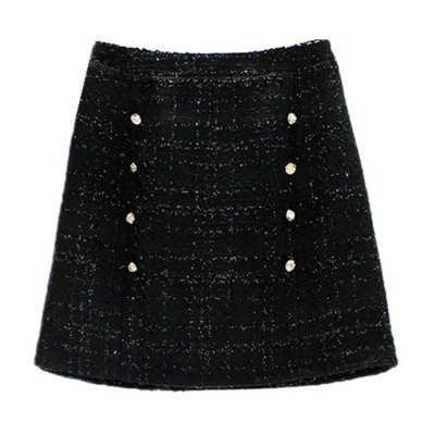 小香风粗花呢半身裙大码显贵气