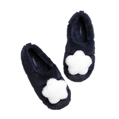 短毛绒立体五角星防滑包跟棉拖鞋