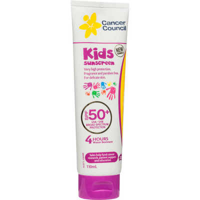 澳洲代购 Cancer Council kids 儿童防晒 4小时防水 SPF50+ 110ml