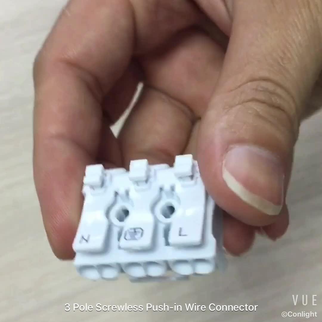 3 Pin Screwless Terminal Block With 450v 10a For Wiring 0.5-2.5mm2 ...