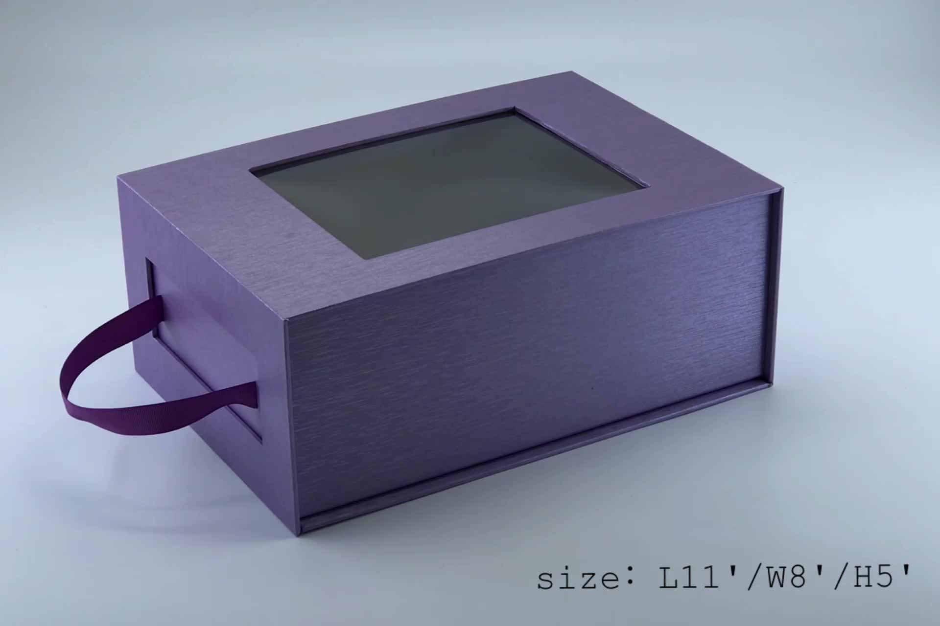 Custom Luxury Purple Gift Box Plastic Pvc Window Paper Gift Packaging ...