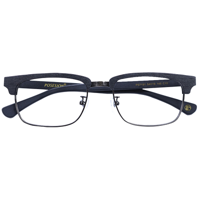 posesion木纹木质宽脸半框眼镜框