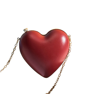 biuehouse酒红色爱心迷你女包