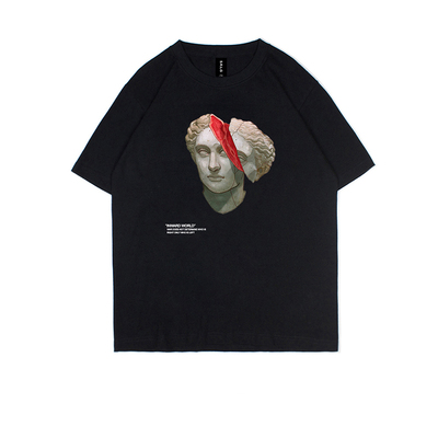 原创设计雕塑图案黑白短袖t恤