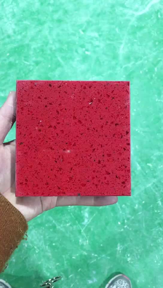 Crystal Red Sparkling Quartz Slab Flooring Tiles Stone - Buy Sparkling ...